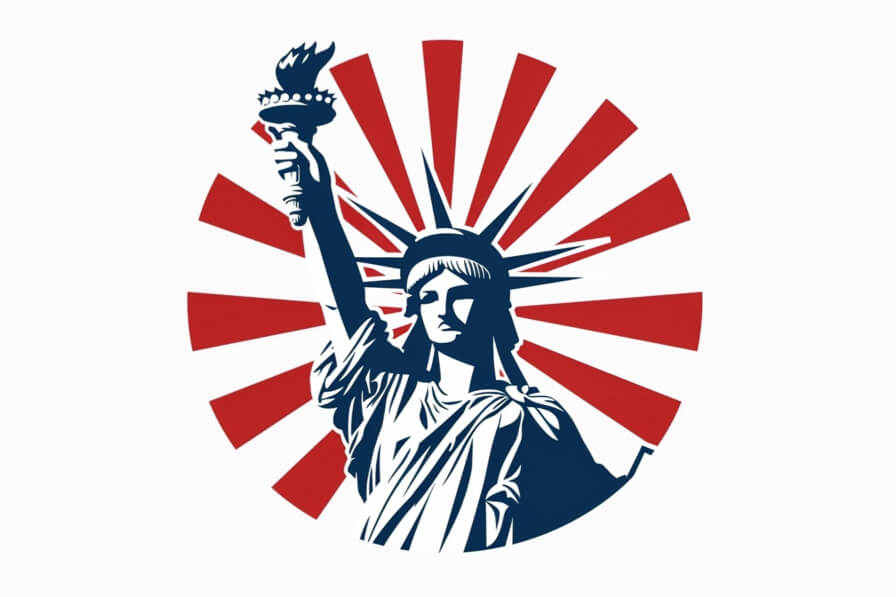 Download Stylized Statue of Liberty with Sunburst Background ...