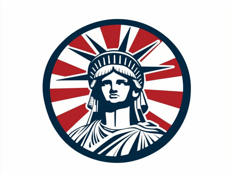 Download Stylized Statue of Liberty with sunburst background ...