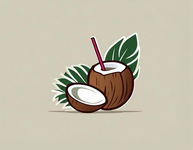 Download Stylized Coconut with Straw Backgrounds Online - Creative Fabrica