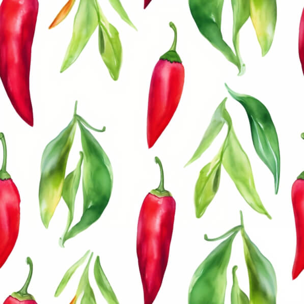 Download Chili Peppers and Green Leaves Pattern Patterns Online ...