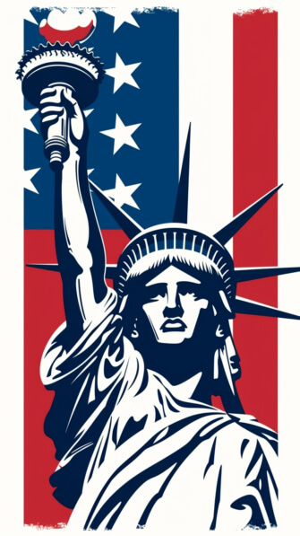 Download Stylized Statue of Liberty with American Flag Backgrounds ...