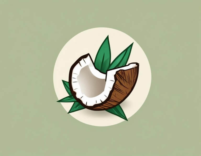 Download Stylized coconut illustration with green leaves Backgrounds ...