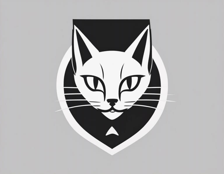 Download Stylized Cat Emblem in Black and White Backgrounds Online ...
