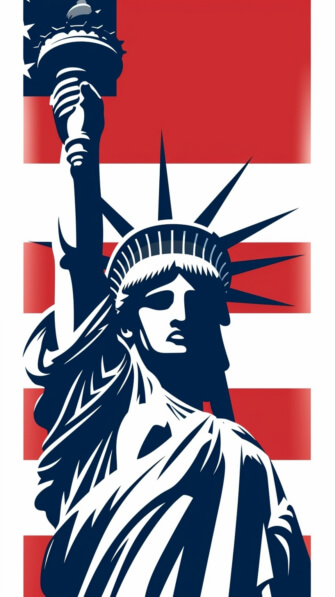 Download Stylized Statue of Liberty with American Flag Background ...