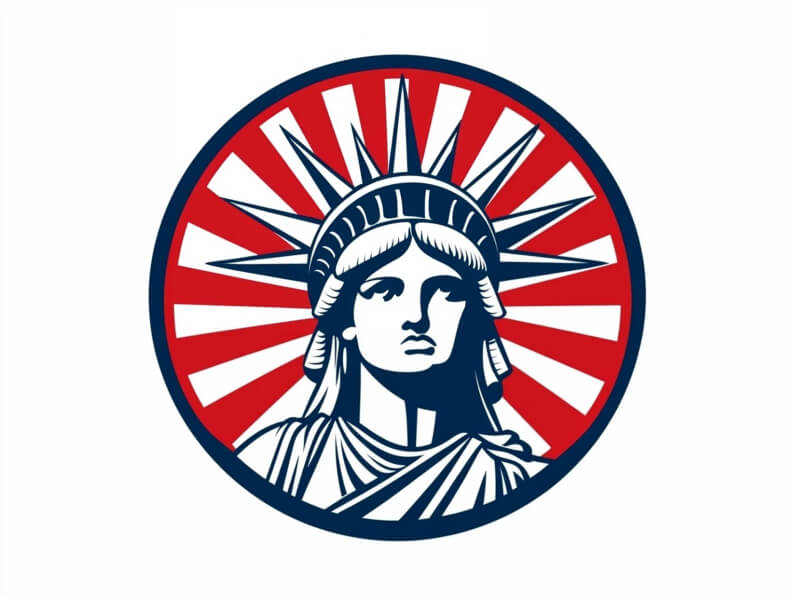 Download Stylized Statue of Liberty with Radiating Background ...