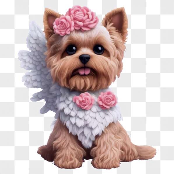 Download Yorkshire Terrier in Angel Costume with Wings and Roses ...