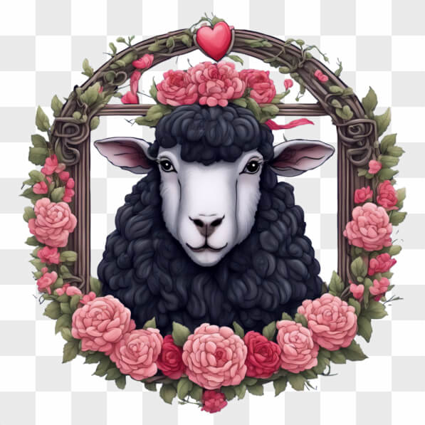 Download Illustrated Sheep with Floral Frame Cartoons Online - Creative ...