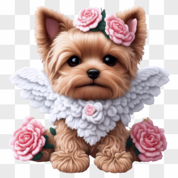 Download Yorkshire Terrier with Angel Wings and Roses Cartoons Online ...