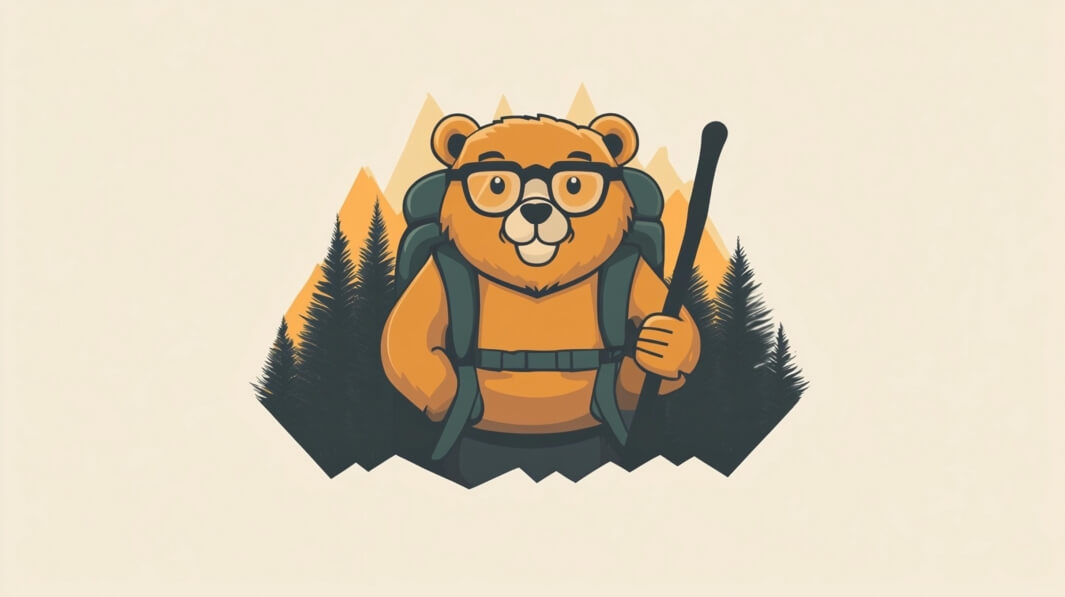 Download Hiking Bear with Glasses Backgrounds Online - Creative Fabrica