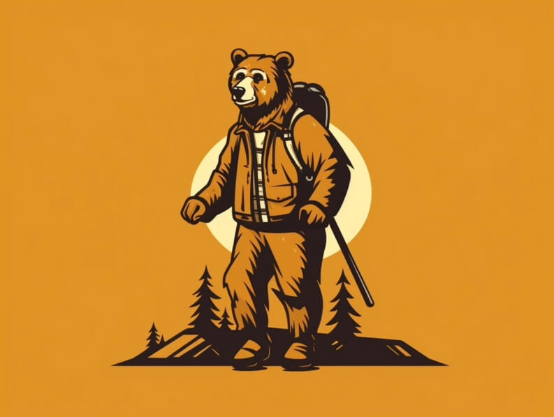 Download Illustrated Bear Hiker Backgrounds Online - Creative Fabrica