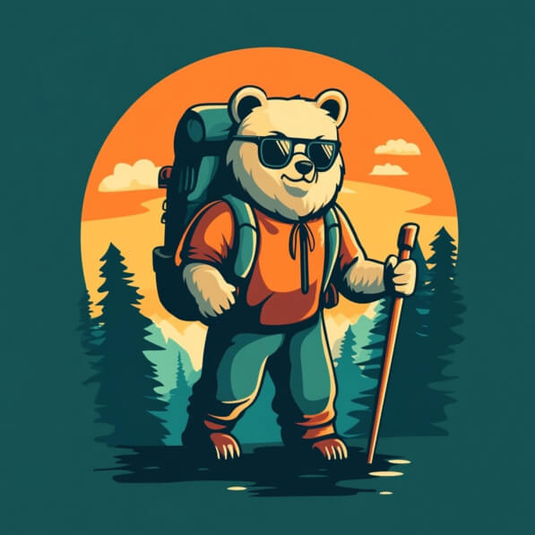 Download Bear Hiking in the Forest at Sunset Backgrounds Online ...