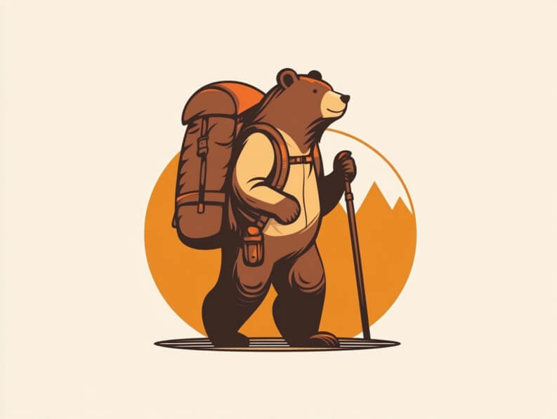 Download Hiking Bear Character Backgrounds Online - Creative Fabrica