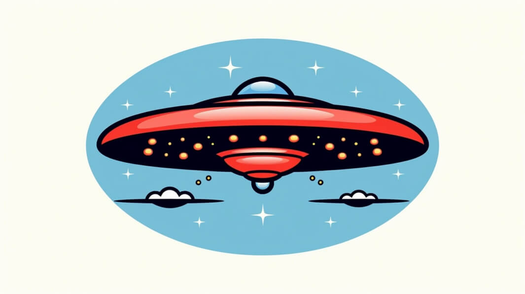 Download Colorful UFO in Blue Sky Backgrounds Online - Creative Fabrica