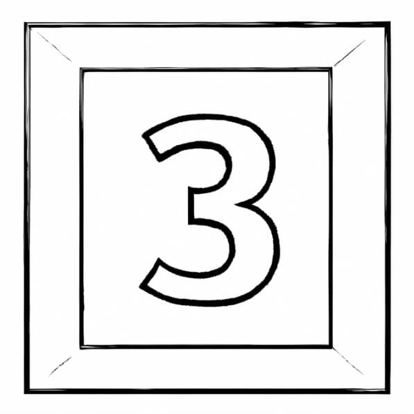 Download Number 3 in a Frame Coloring pages Online - Creative Fabrica
