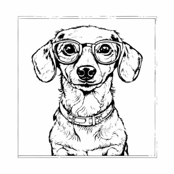 Download Whimsical Dachshund with Glasses Coloring pages Online ...