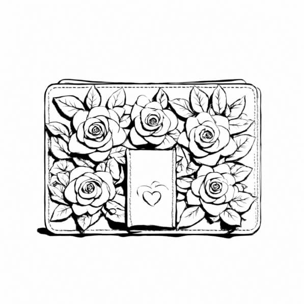 Download Rose-Embellished Wallet Design Coloring pages Online ...
