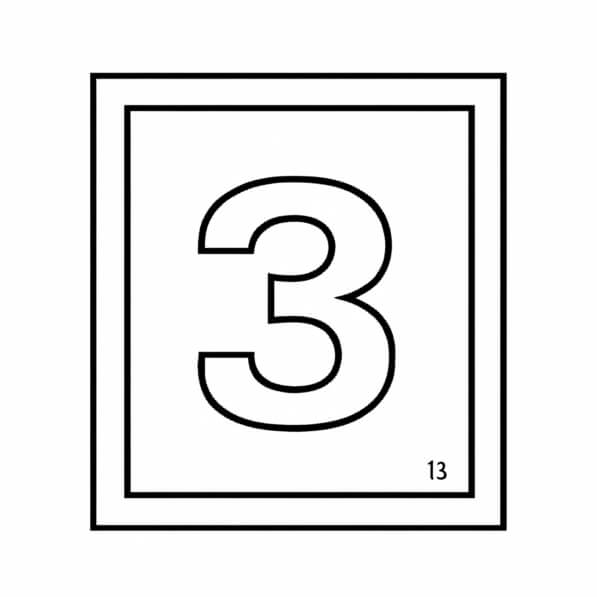 Download Numeral Three in a Frame Coloring pages Online - Creative Fabrica