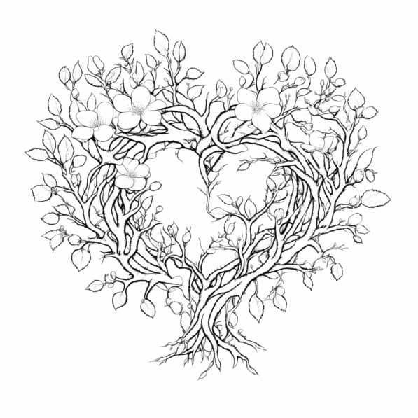 Download Heart-Shaped Tree Illustration Coloring pages Online ...