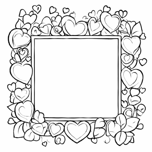 Download Decorative Heart Frame Coloring pages Online - Creative Fabrica