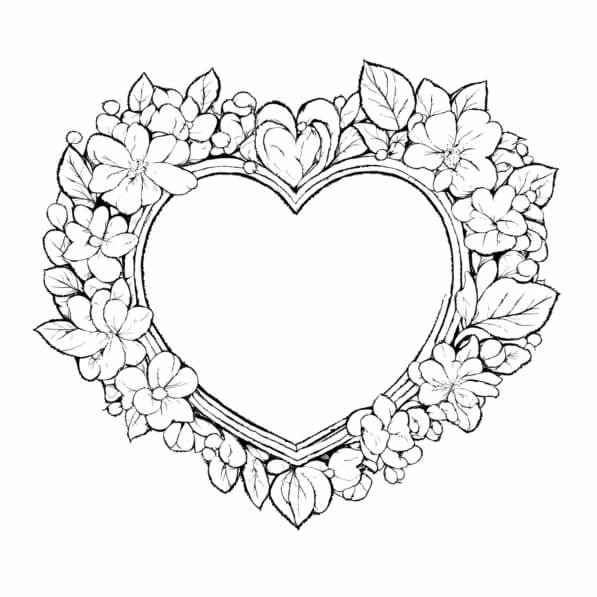 Download Floral Heart Frame Coloring pages Online - Creative Fabrica