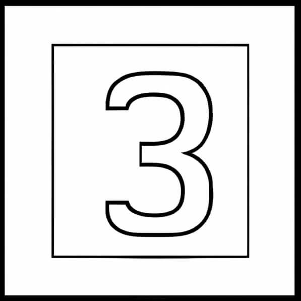 Download Bold Number 3 in Square Coloring pages Online - Creative Fabrica