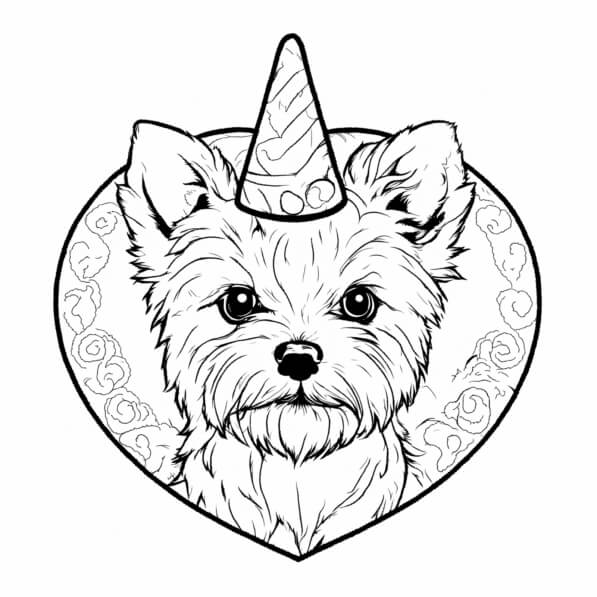 Descarga Yorkshire Terrier con sombrero de fiesta Páginas para colorear ...