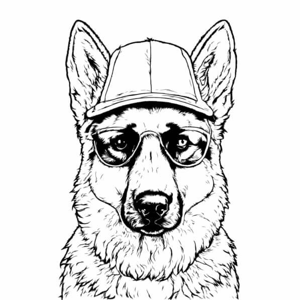 Download Stylized Corgi Illustration with Cap and Glasses Coloring ...