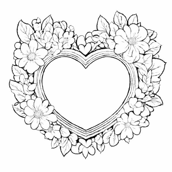 Download Floral Heart Frame Coloring pages Online - Creative Fabrica