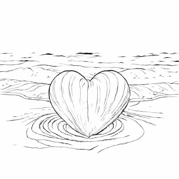 Download Heart-Shaped Shell in Water Coloring pages Online - Creative ...