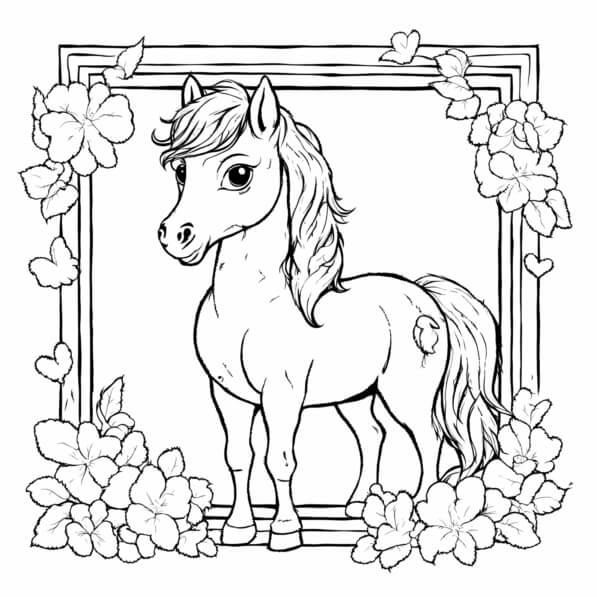 Download Cute Pony Coloring Page Coloring pages Online - Creative Fabrica