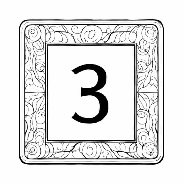 Download Decorative Frame with Number 3 Coloring pages Online ...
