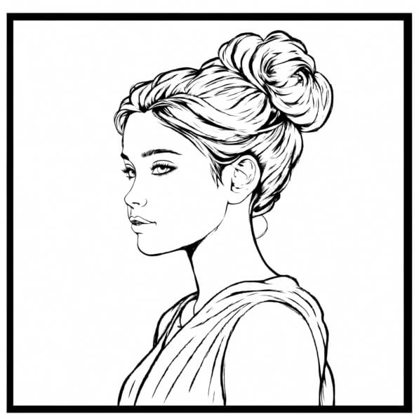 Download Stylized Line Drawing of a Woman Coloring pages Online ...