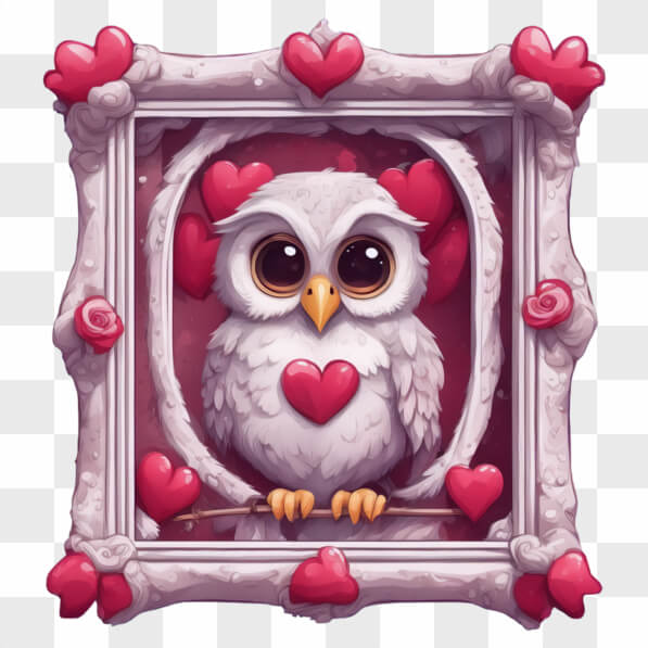 Download Cute Heart-themed Owl Art Cartoons Online - Creative Fabrica