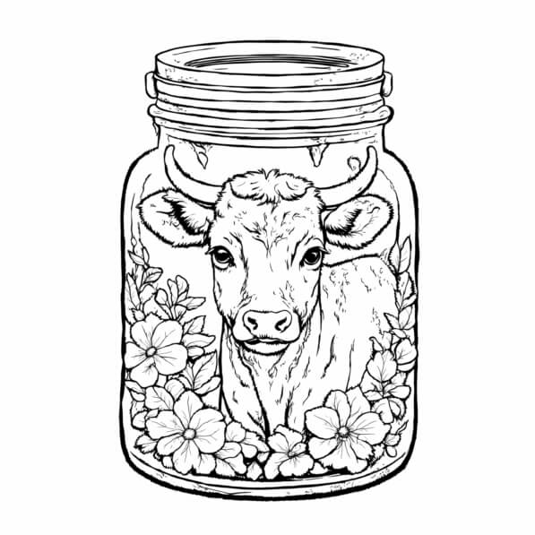 Download Koe in een Mason Jar met Bloemen Kleurplaten online op ...