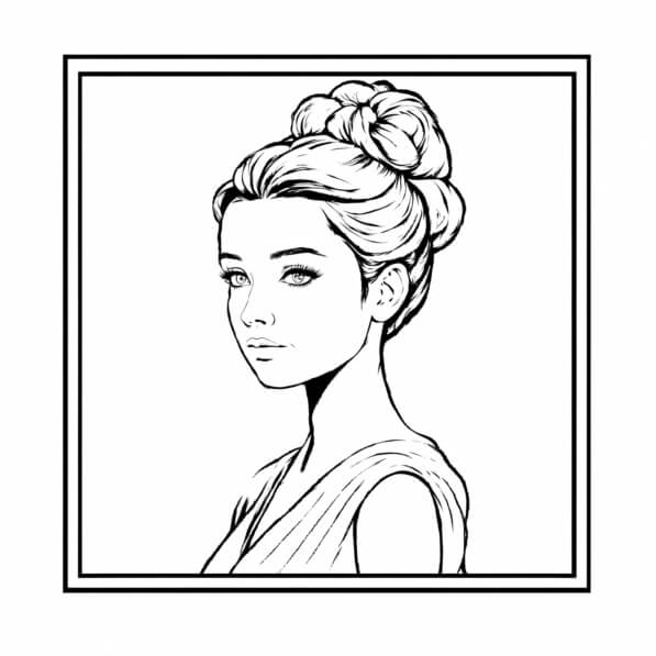 Download Stylized Profile Illustration of a Woman Coloring pages Online ...