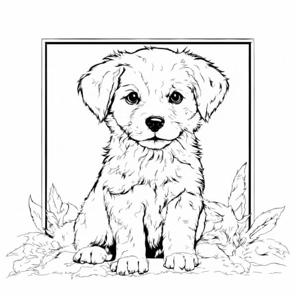 Download Cute Hand-Drawn Puppy Illustration Coloring pages Online ...