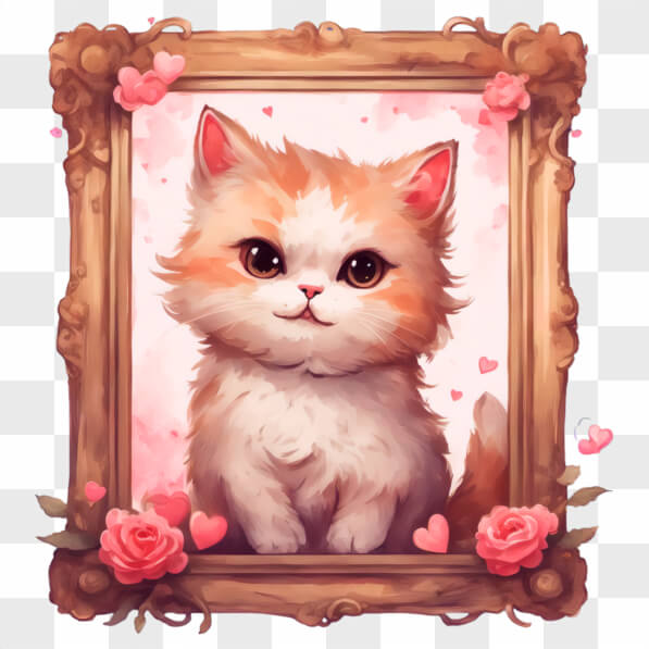 Descarga Retrato de gato Kawaii con rosas y corazones Kawaii En Línea ...