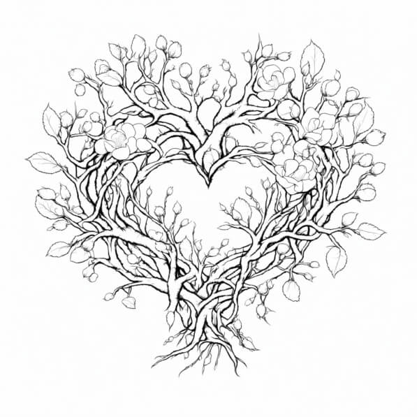Download Intricate Heart-Shaped Branch Illustration Coloring pages ...