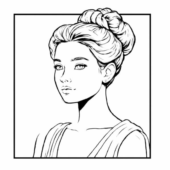 Download Elegant Line Drawing of a Woman Coloring pages Online ...