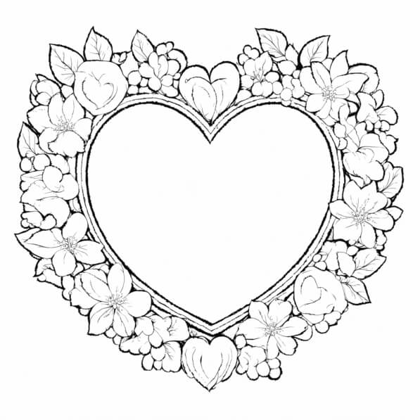 Download Floral Heart Frame Coloring pages Online - Creative Fabrica