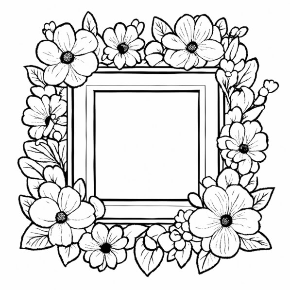 Download Floral Frame Coloring Page Coloring pages Online - Creative ...