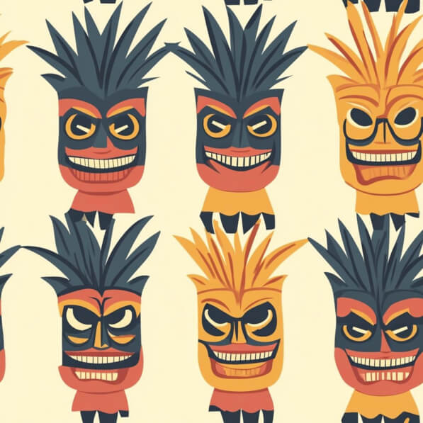 Download Colorful Tiki Mask Pattern Patterns Online - Creative Fabrica