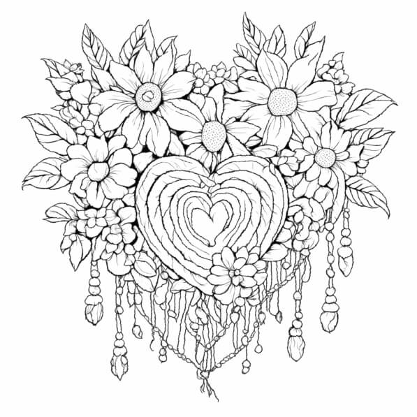 Download Intricate Heart and Floral Design Coloring pages Online ...