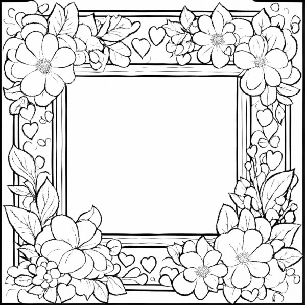 Download Floral Coloring Frame Coloring pages Online - Creative Fabrica