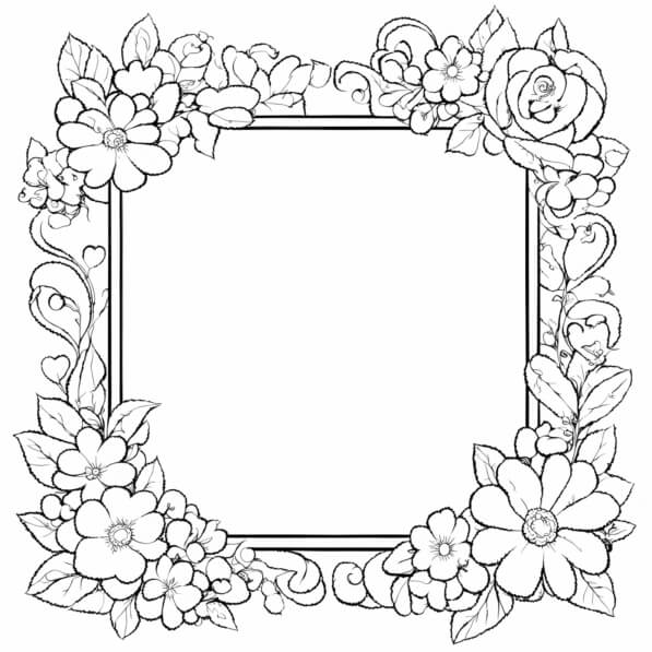 Download Floral Border Line Art Coloring pages Online - Creative Fabrica