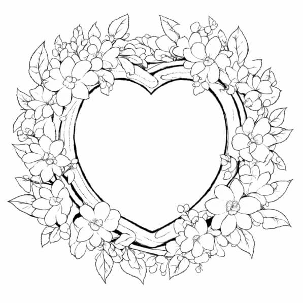 Download Floral Heart Frame Coloring pages Online - Creative Fabrica