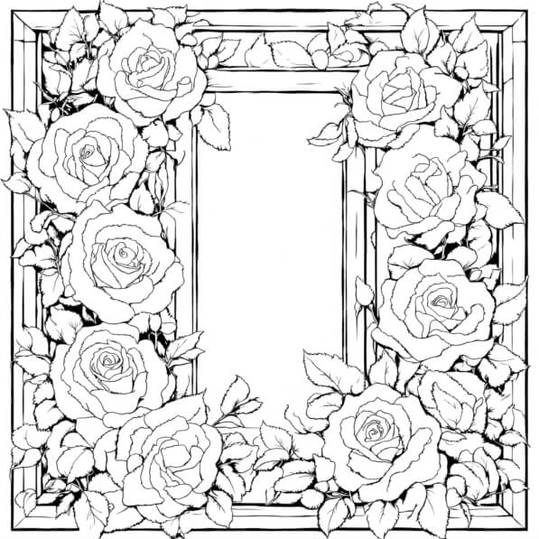Download Intricate Rose Frame Design Coloring pages Online - Creative ...
