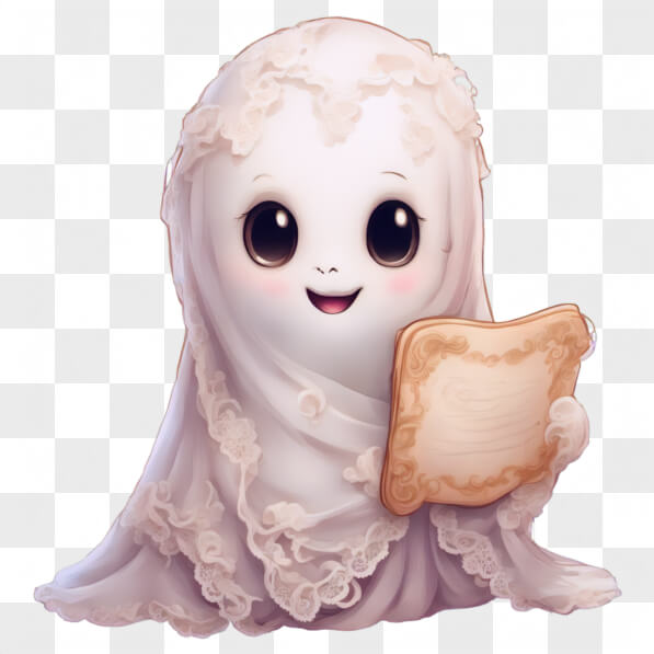 Download Kawaii Ghost Character Holding Parchment Kawaii Online ...
