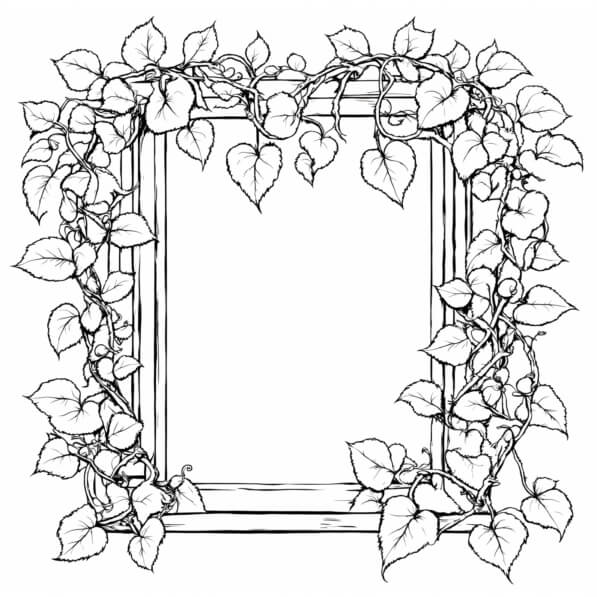 Download Decorative Ivy Frame Coloring pages Online - Creative Fabrica