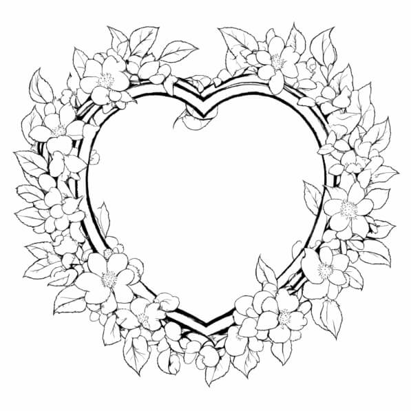 Download Floral Heart Frame Coloring pages Online - Creative Fabrica